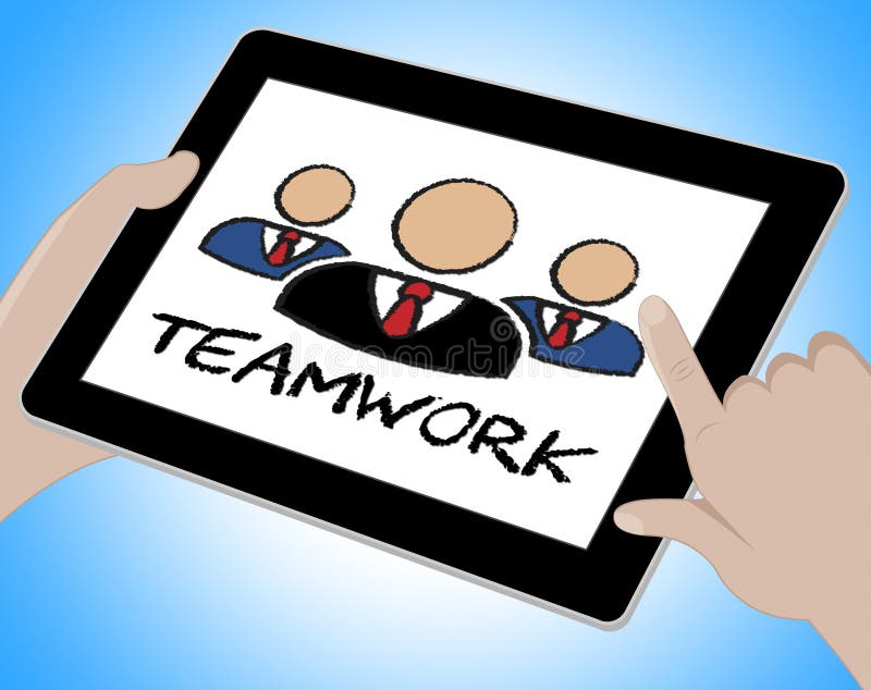 Teamwork Online Means Together Web and Internet Stock Illustration ...
