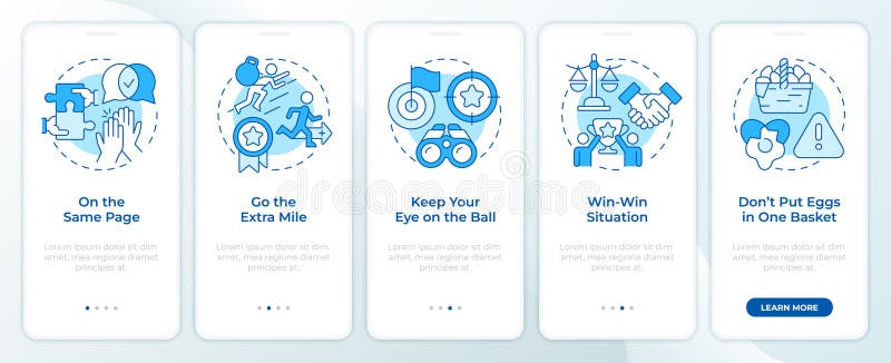 Teamwork Organization Blue Onboarding Mobile App Screen Stock Vector ...