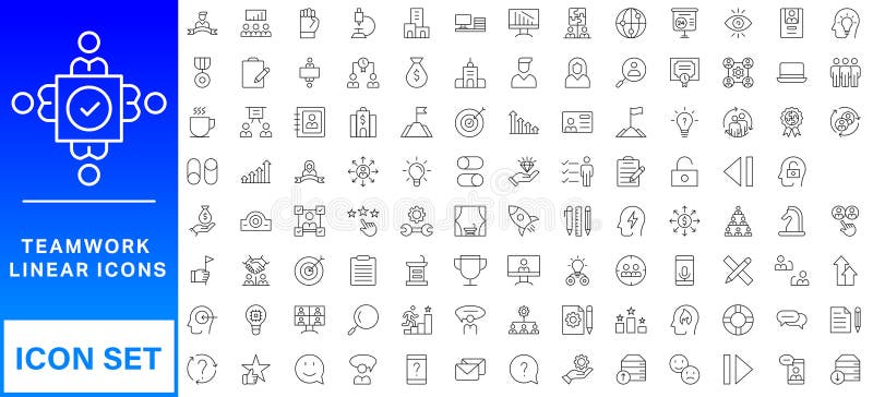 Teamwork Outline Icon Collection. Vector Illustration Stock ...