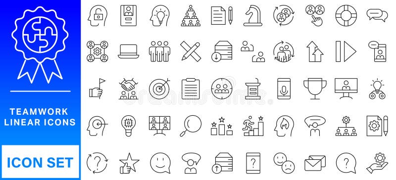 Teamwork Outline Icon Collection. Vector Illustration Stock ...