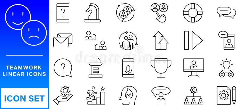 Teamwork Outline Icon Collection. Vector Illustration Stock ...