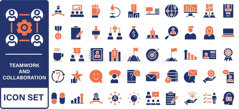 Teamwork Outline Icon Collection. Vector Illustration Stock ...