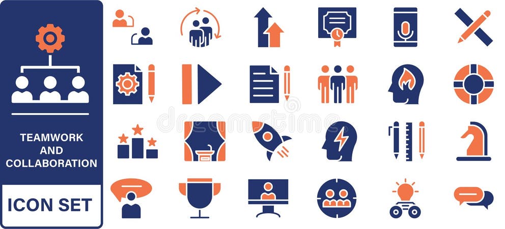 Teamwork Outline Icon Collection. Vector Illustration Stock Vector ...