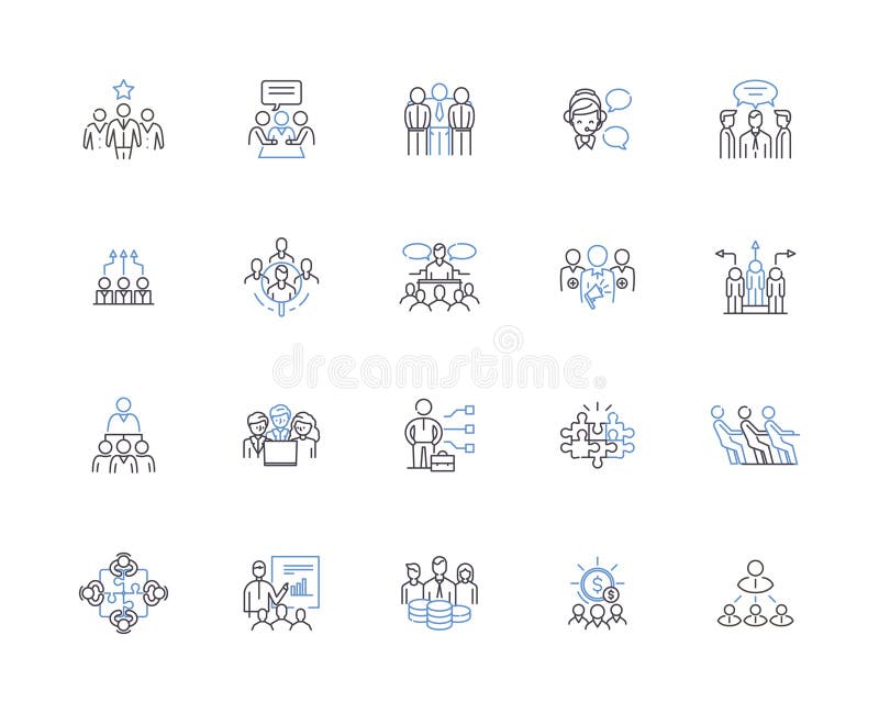 Teamwork Outline Icons Collection. Cooperation, Collaboration, Shared ...