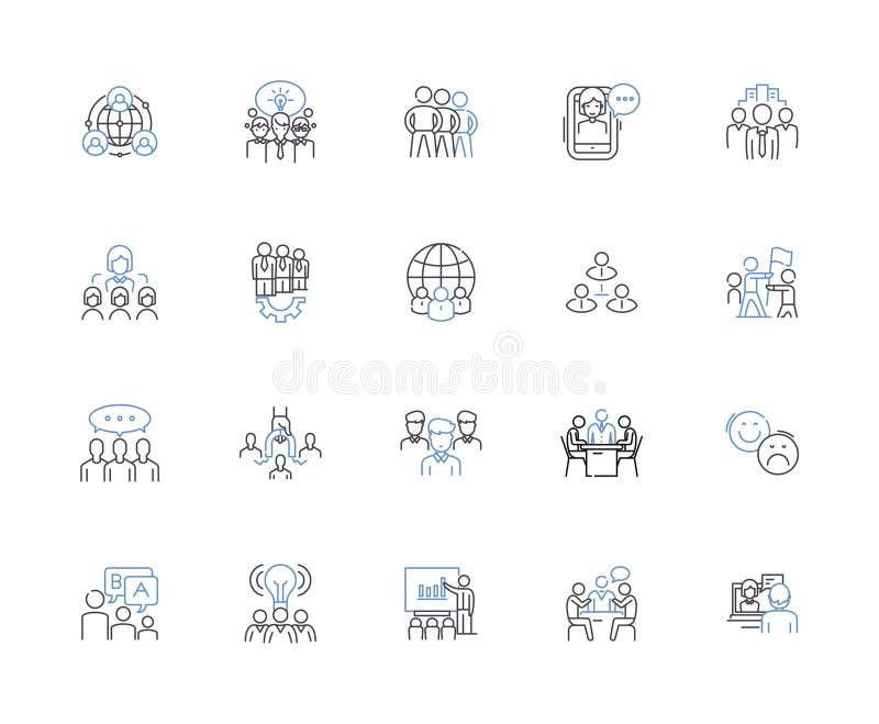 Teamwork Outline Icons Collection. Cooperation, Collaboration, Shared ...