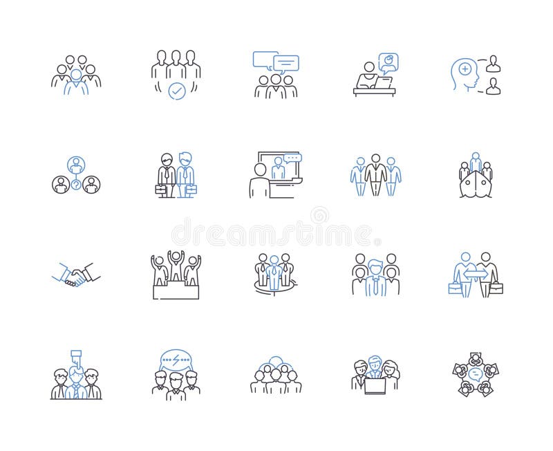 Teamwork Outline Icons Collection. Cooperation, Collaboration, Shared ...