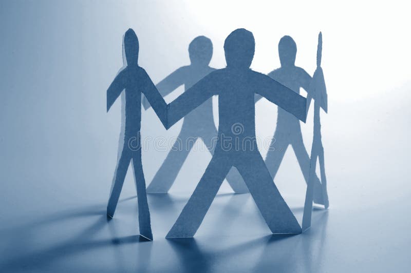 Teamwork of paper man stock photo. Image of group, assist - 9738432