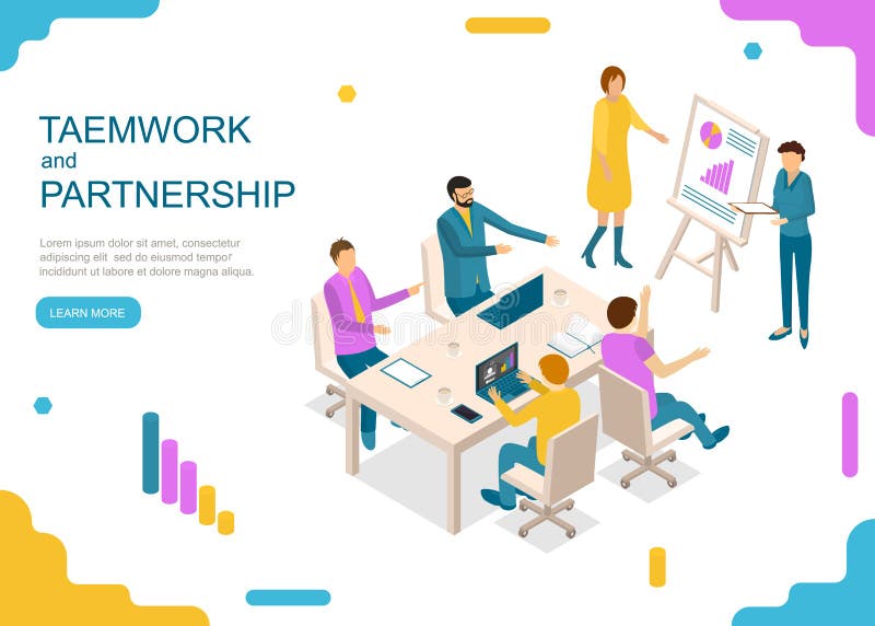 Teamwork and Partnership Concept Landing Web Page Template. Vector ...