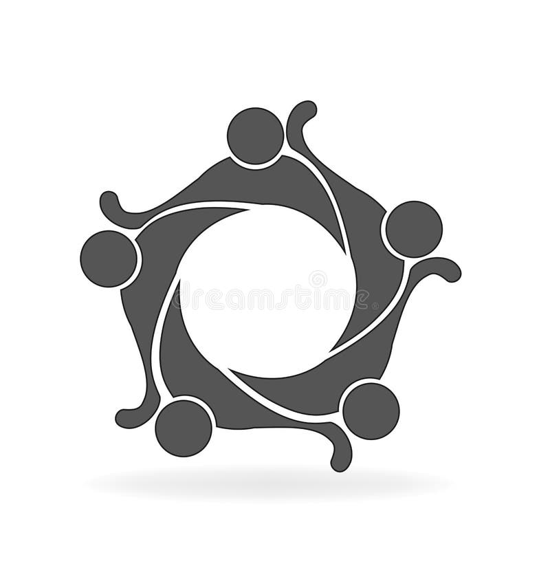 Teamwork People in Black and White Symbol Stock Vector - Illustration ...