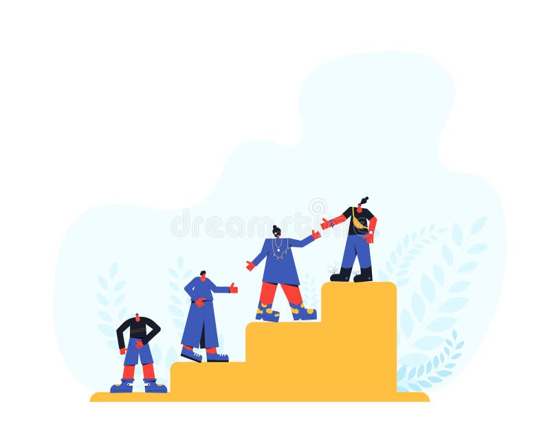 Teamwork. People Climb the Stair Together Stock Vector - Illustration ...