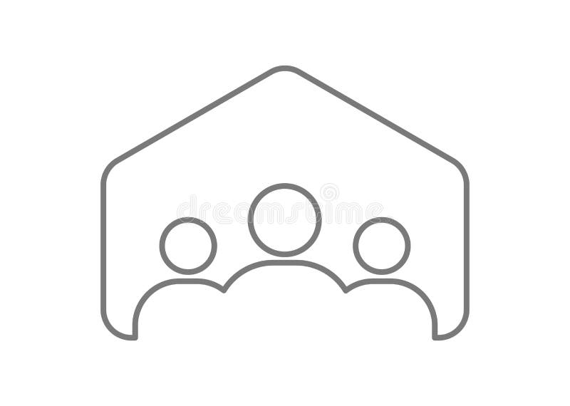 Teamwork People in House Icon Stock Illustration - Illustration of ...