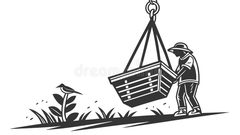 Teamwork: People Lifting Heavy Load with Pulley System. Vector Design ...