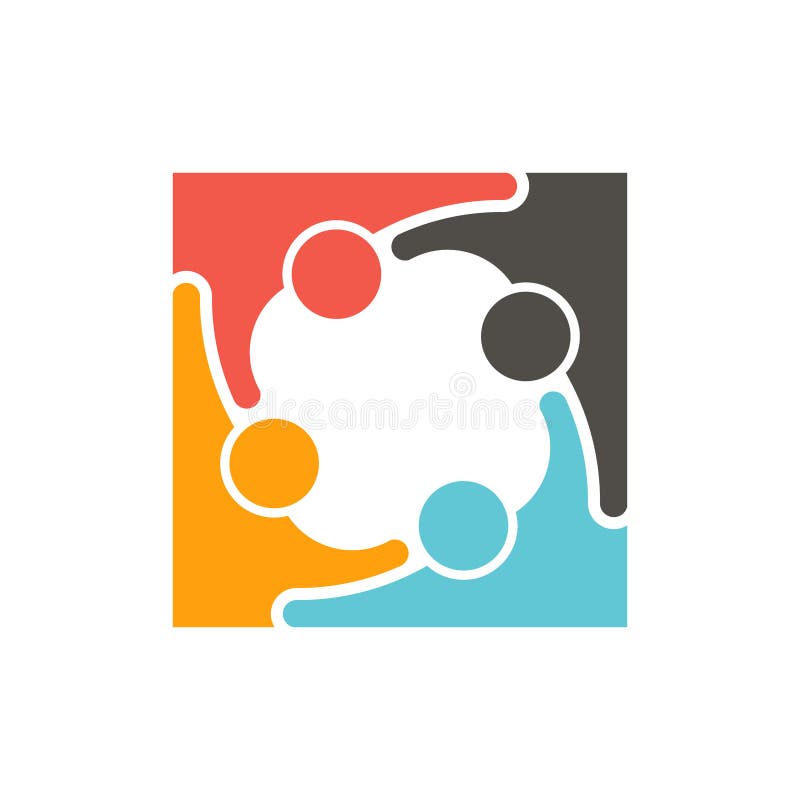 Teamwork People in Square Form Stock Illustration - Illustration of ...