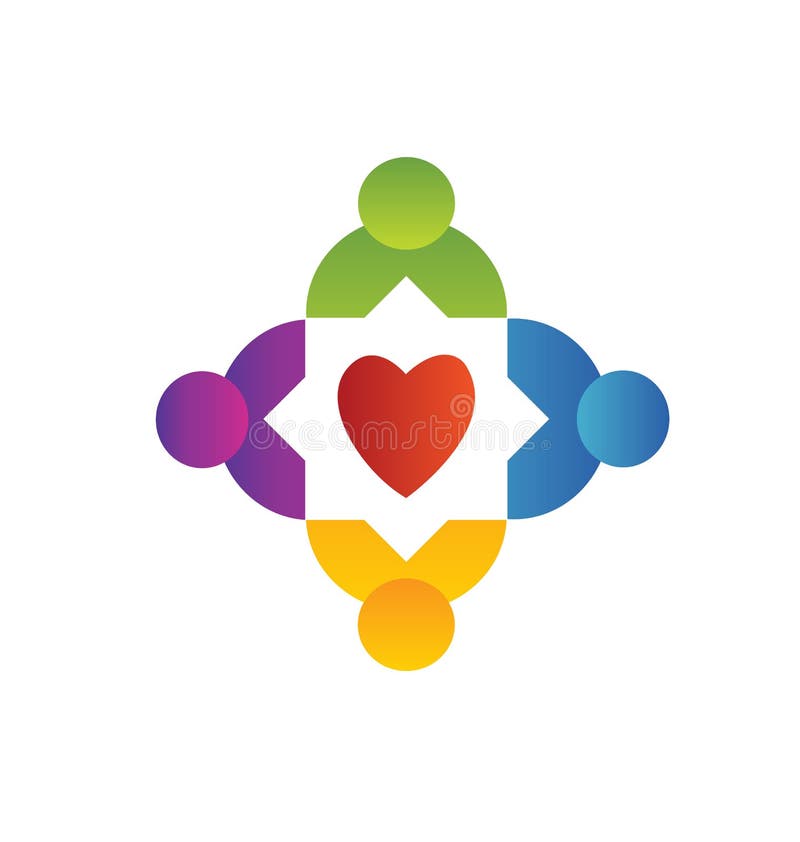 Teamwork People Love Heart Logo in a Circle Shape Stock Vector ...