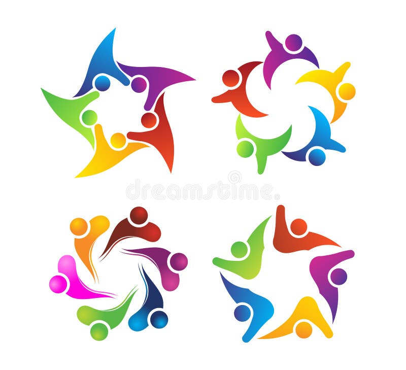 Teamwork, People Together Logo Vector. Stock Vector - Illustration of ...