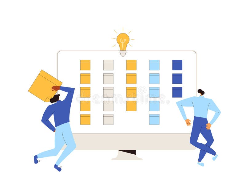 Teamwork. People Working with Stickers Together Stock Vector ...