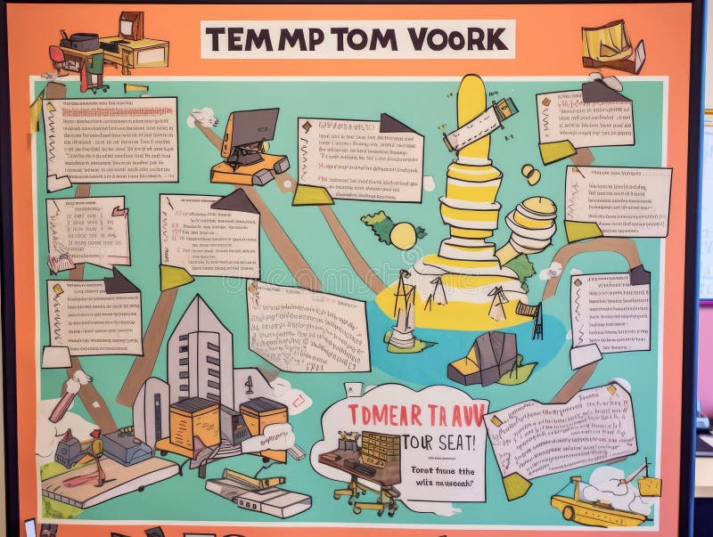 Teamwork Poster Promotes Collaboration in Office Stock Illustration ...