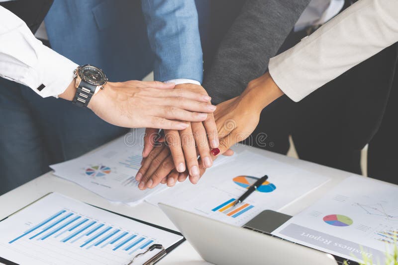 Teamwork Power Concept. Group of Businesspeople Stack Hand Together ...