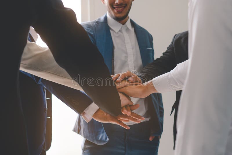 Teamwork Power Concept. Group of Businesspeople Stack Hand Together ...