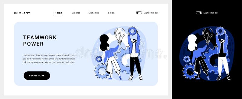 Teamwork Power Vector Concept Landing Page. Stock Vector - Illustration ...