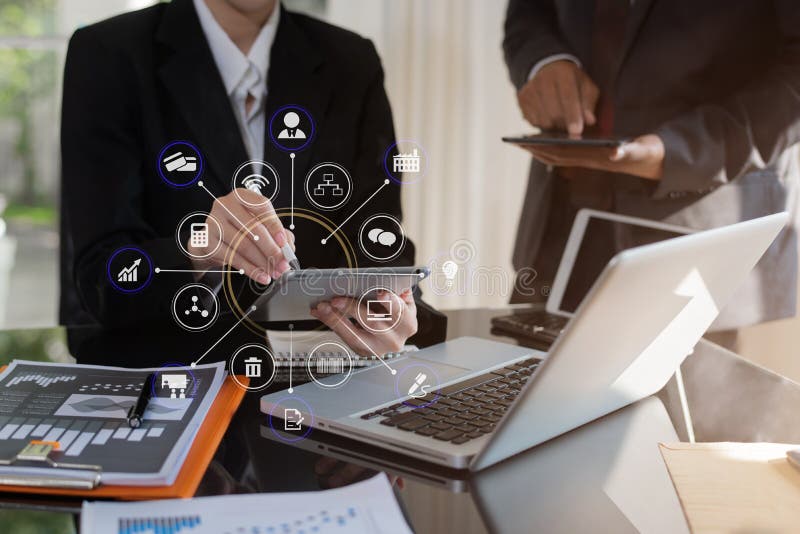 Teamwork Process, Business Team Using a Calculator To Calculate the ...