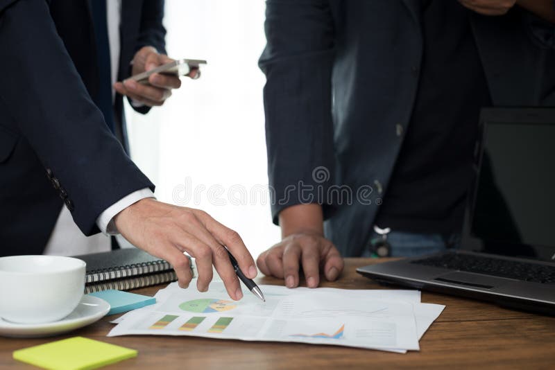 Teamwork Process Concept. Businessman Working with New Startup Project ...