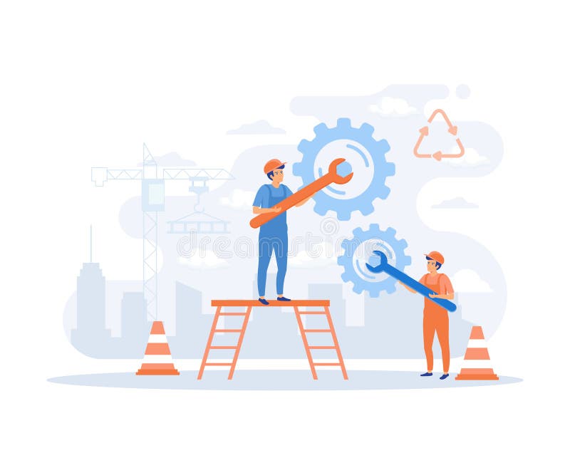 Teamwork Process Concept, Workers Couple Rotating Cogwheels Stock ... Teamwork Process Concept, Workers Couple Rotating Cogwheels Stock ...