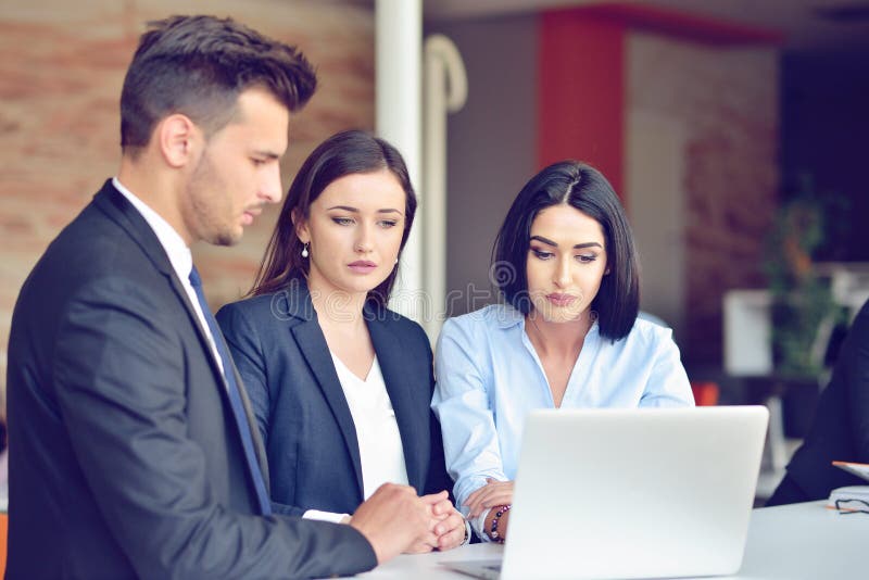 Teamwork Process Concept.Young Coworkers Work with New Startup Project ...