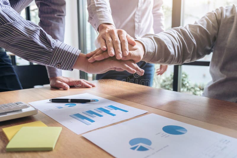 Teamwork Process, Image of Business, People Joining and Putting Stock ...