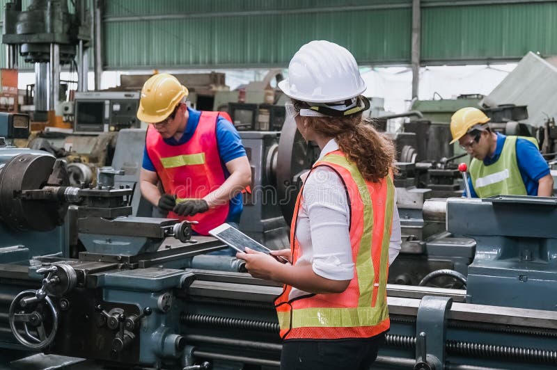 Teamwork Professional Engineer Work Heavy Industry. Stock Photo - Image ...