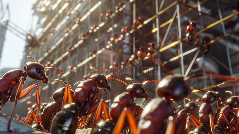 Teamwork in Progress: Ant Colony Building a New Home Stock Illustration ...