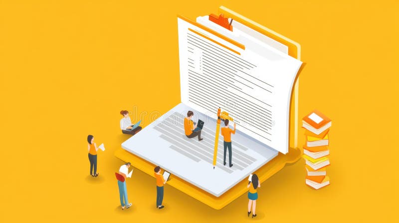 Collaborative Content Creation Stock Illustration - Illustration of ...