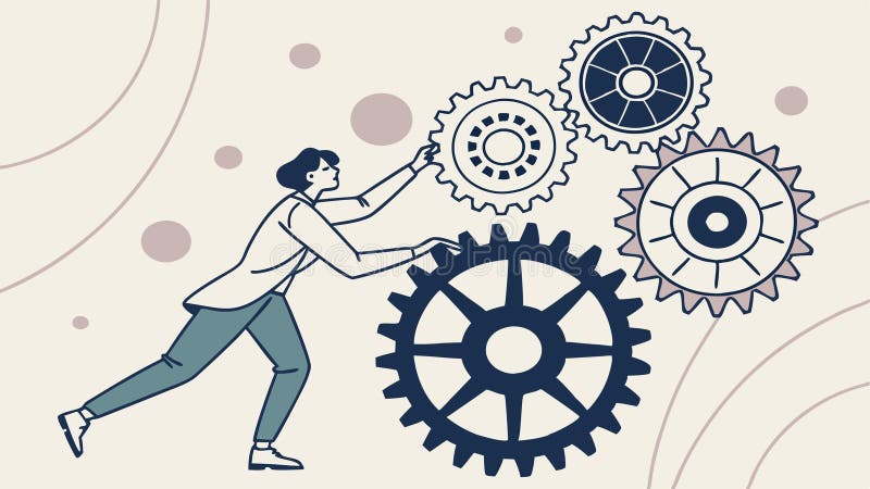 Teamwork Pushing Gears, Collaborative Effort, Vector Design Generative ...