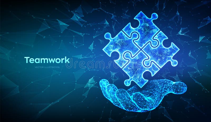 Teamwork. Puzzle Elements in Hand. Team Metaphor. Symbol of Teamwork ...