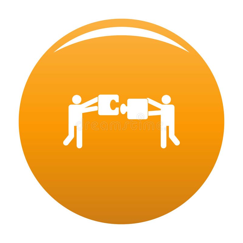 Teamwork with Puzzle Icon Orange Stock Illustration - Illustration of ...