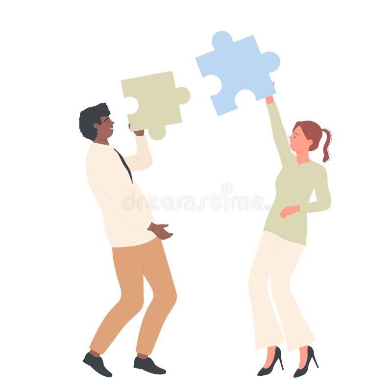 Teamwork with Puzzle Pieces Stock Vector - Illustration of success ...