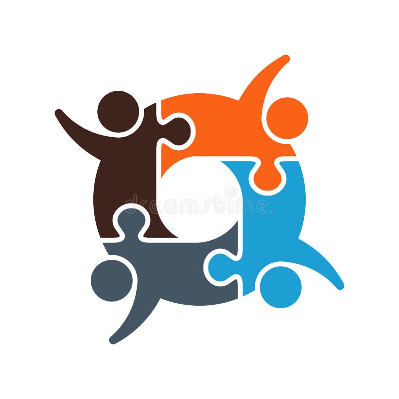 Teamwork Puzzled Cooperation Logo Stock Image - Image of multitasking ...