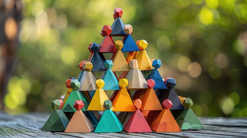 Teamwork Pyramid a Pyramid Structure Built with Geometric Shapes, Each ...
