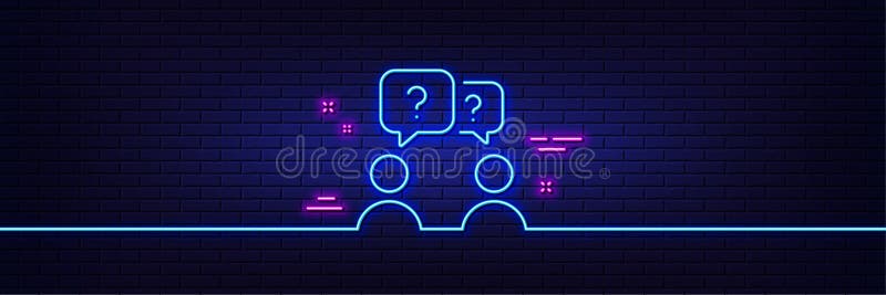 Teamwork Questions Line Icon. Ask Help Sign. Neon Light Glow Effect ...