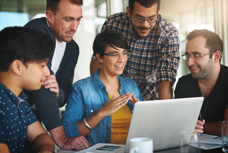 Teamwork is the Quickest Way To Success. a Group of Colleagues Having a ...