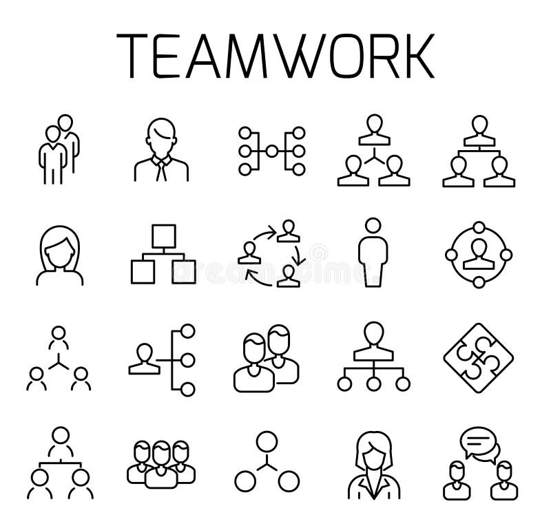 Teamwork Related Vector Icon Set. Stock Vector - Illustration of human ...
