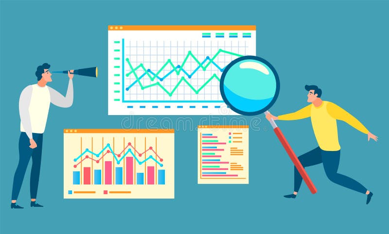 Teamwork Researching, Data Analysis, Graph Vector Stock Vector ...