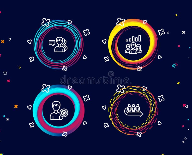 Teamwork Results, Support and People Icons. Queue Sign. Group Work ...