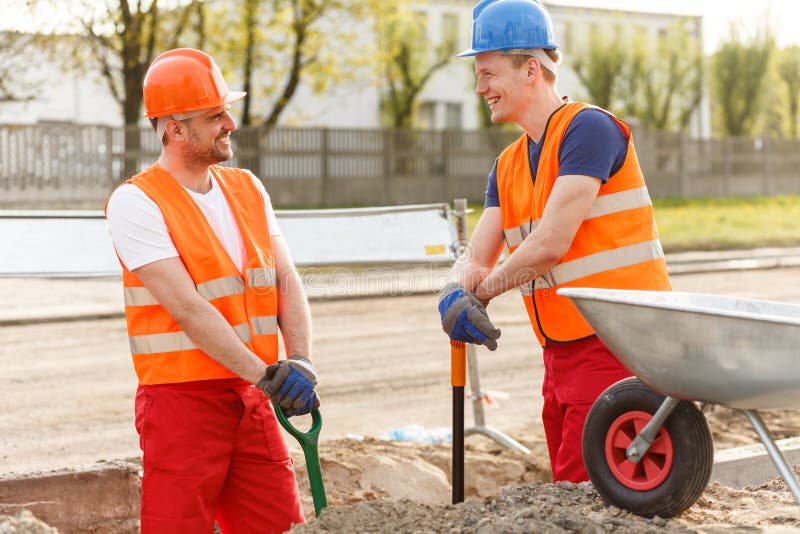 Teamwork at Road Construction Stock Image - Image of physical, build ...