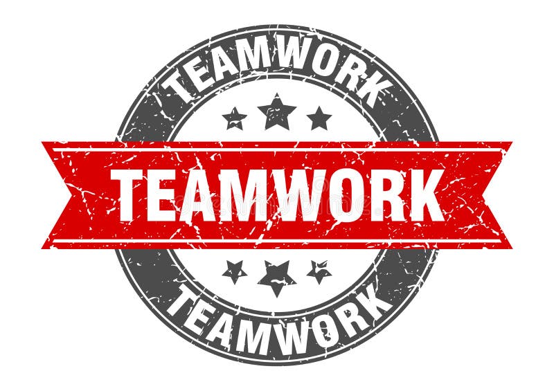 Teamwork Round Stamp with Ribbon. Label Sign Stock Vector ...