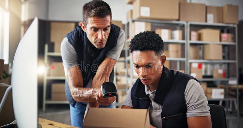 Teamwork, Scanner and Box for Warehouse Distribution of Inventory ...