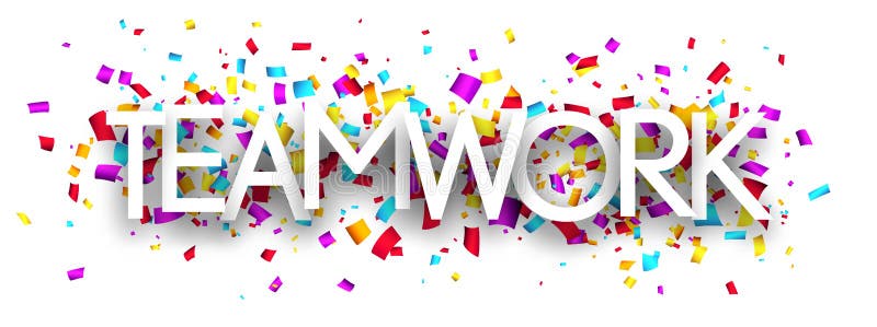 Teamwork Sign on Colorful Cut Ribbon Confetti Background Stock Vector ...