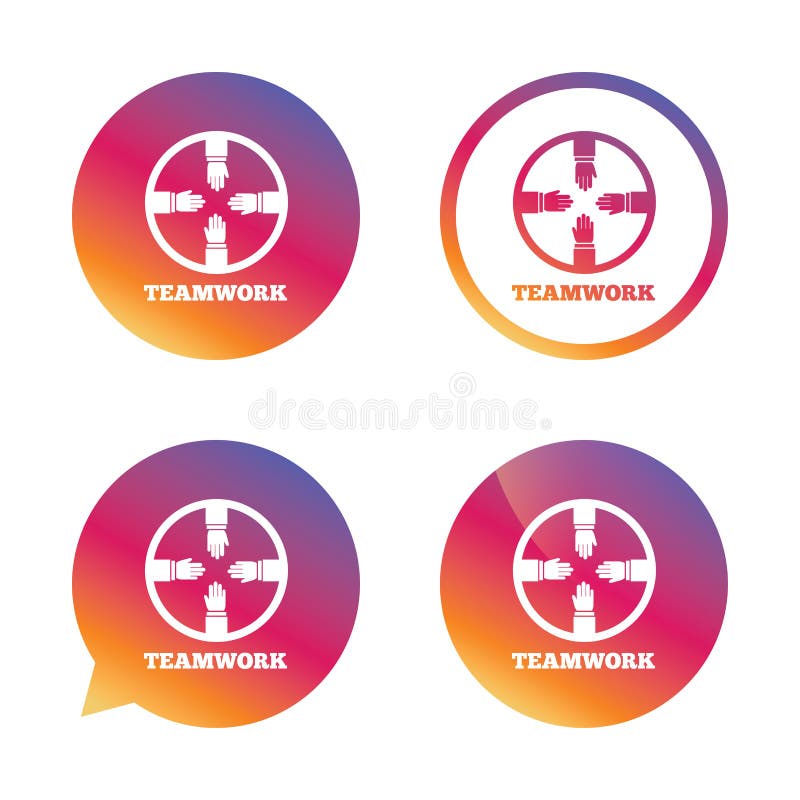 Teamwork Sign Icon. Helping Hands. Stock Vector - Illustration of badge ...