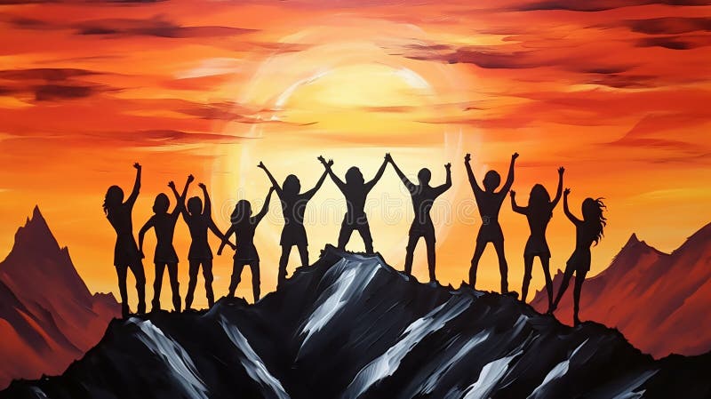 Teamwork silhouette stock illustration. Illustration of crowd - 284652554