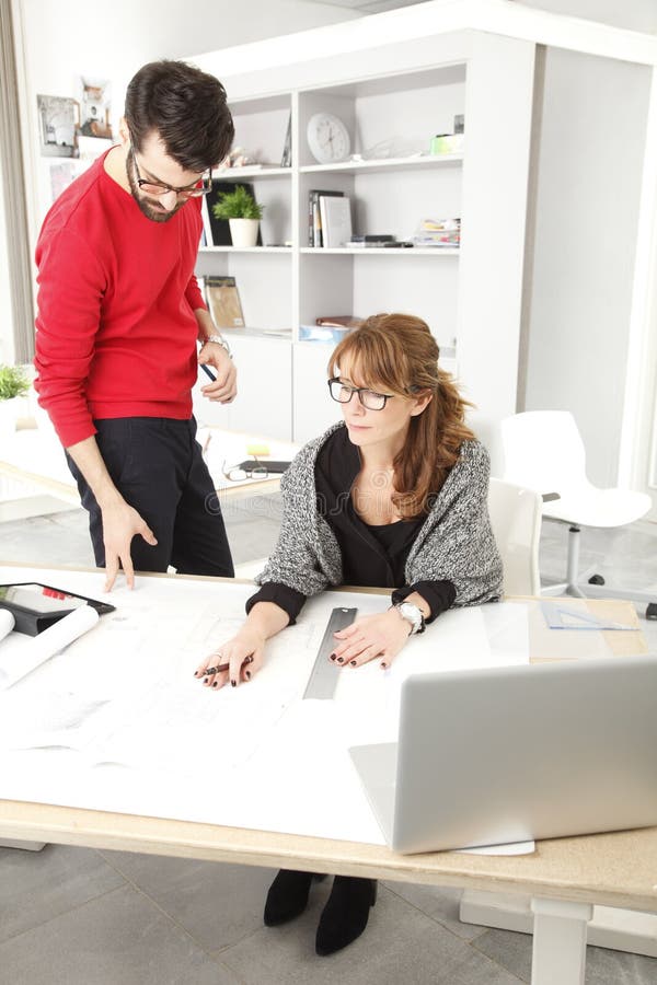 Teamwork in Small Architect Studio Stock Image - Image of project ...